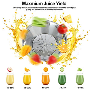 Panana Centrifugal Juicer Extractor with Wide Mouth 3” Feed Chute for Fruit Vegetable, Easy to Clean, Stainless Steel, BPA-free (Silver)