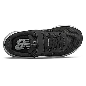 New Balance Kid's 455 V2 Hook and Loop Running Shoe, Black/White, 4 Infant