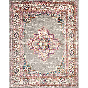 Nourison Passion Grey 8' x 10' Area-Rug, Boho, Traditional, Easy-Cleaning, Non Shedding, Bed Room, Living Room, Hallway (8x10)