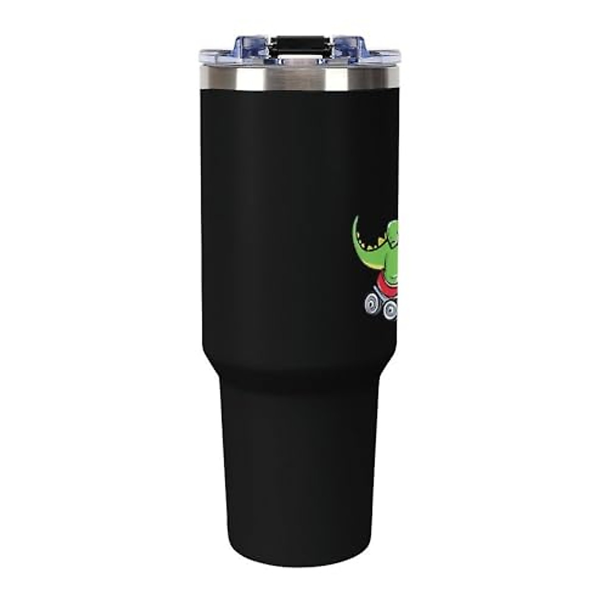 Rollerskating Dinosaur Insulated Tumblers with Handle Stainless Steel Coffee Mug Funny Travel Cup with Lid Straw 40oz