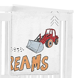 Sweet Jojo Designs Construction Truck Boy Milestone Blanket Monthly Newborn First Year Growth Mat Baby Shower Memory Keepsake Gift Picture - Grey Yellow Orange Red Blue Transportation Chevron Arrow