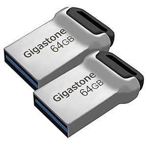 GIGASTONE Z90 [2-Pack] 64GB USB 3.2 Gen1 Flash Drive, Mini Fit Metal Waterproof Compact Pen Drive, Reliable Performance Thumb Drive, USB 2.0 / USB 3.0 /USB 3.1 Interface Compatible
