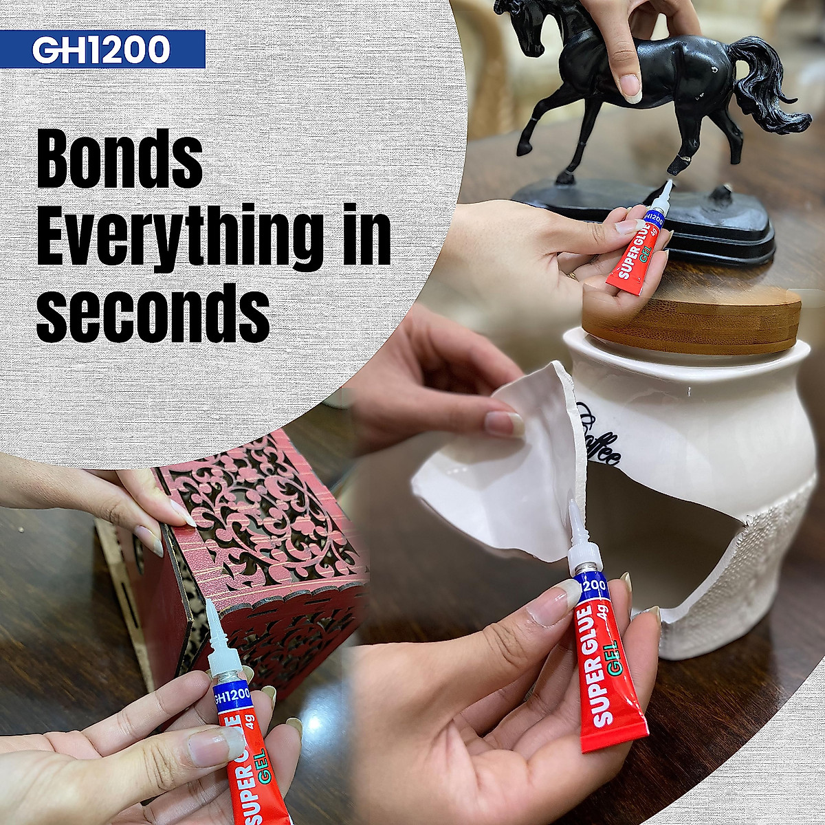 4Gx 5 Value Pack Super Glue Gel All Purpose with Anti Clog Cap. Super Fast & Strong Adhesive Superglue, Cyanoacrylate Glue for DIY Crafts and Many More