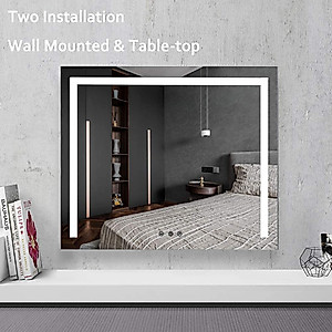 HOMPEN Makeup Mirror with Lights, Lighted Vanity Mirror, Table Top Lighted Beauty Mirror, Dimmable LED Light Strips, Hollywood Style Mirror