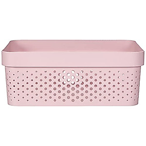 CURVER Infinity 17L Recycled Storage Basket - Multi-Use Stackable and Interlocking Storage - 35.5 x 26.7 x 13.7 cm, Pink