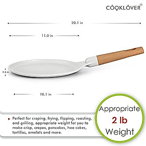 COOKLOVER Crepe Pan Nonstick Die cast Aluminum PFOA Free Induction Omelet Pan 11 inch - Sea-Salt Gray