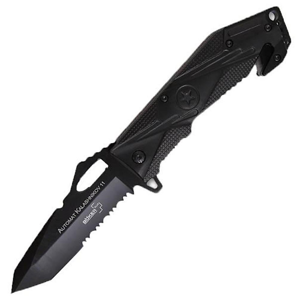 Boker KAL 11, Black Aluminum Handle, Black Blade, ComboEdge