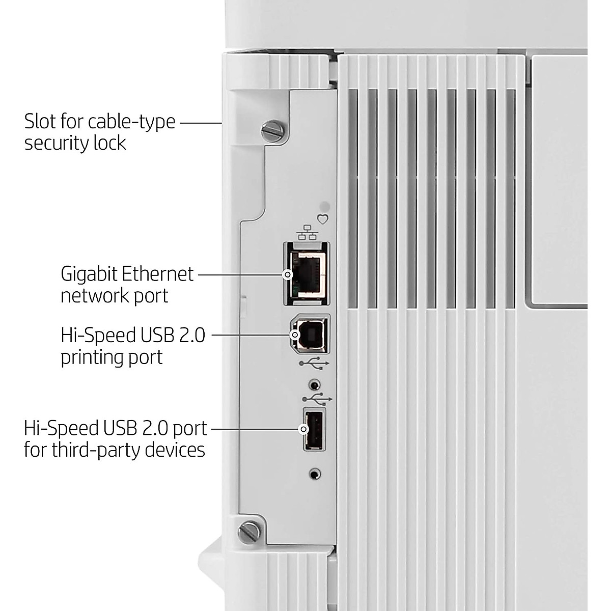 HP Color Laserjet Enterprise M555x Single-Function Wireless Laser Printer with 3 Paper Trays, White - Print only - 4.3" Touchscreen, 40 ppm, 1200 x 1200 dpi, Auto Duplex Printing, Cbmou Printer Cable