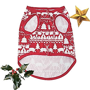 Dog Christmas Costumes Pet Cold Weather Sweater Coat Puppy Winter Hoodie Warm Vest Clothes Apparel for Small Medium Dogs