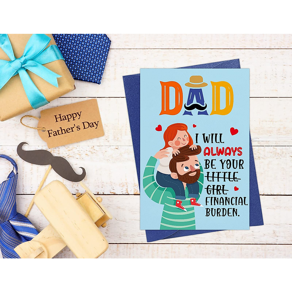D24TIME Funny Fathers Day Card for Dad from Daughter-I Will Alwanys Be Your Financial Burden Happy Fathers Day Gift Card Humorous Fathers Day Greeting Cards with Envelope Dad Birthday Card from