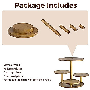 UJoyant 4 Tier Round Cupcake Stand for Dessert Table with Screwdriver, Solid Wood Cake Stand for 50 Cupcakes, Stable and Reusable Cake Stand for Birthday Luau Graduation Wedding Party