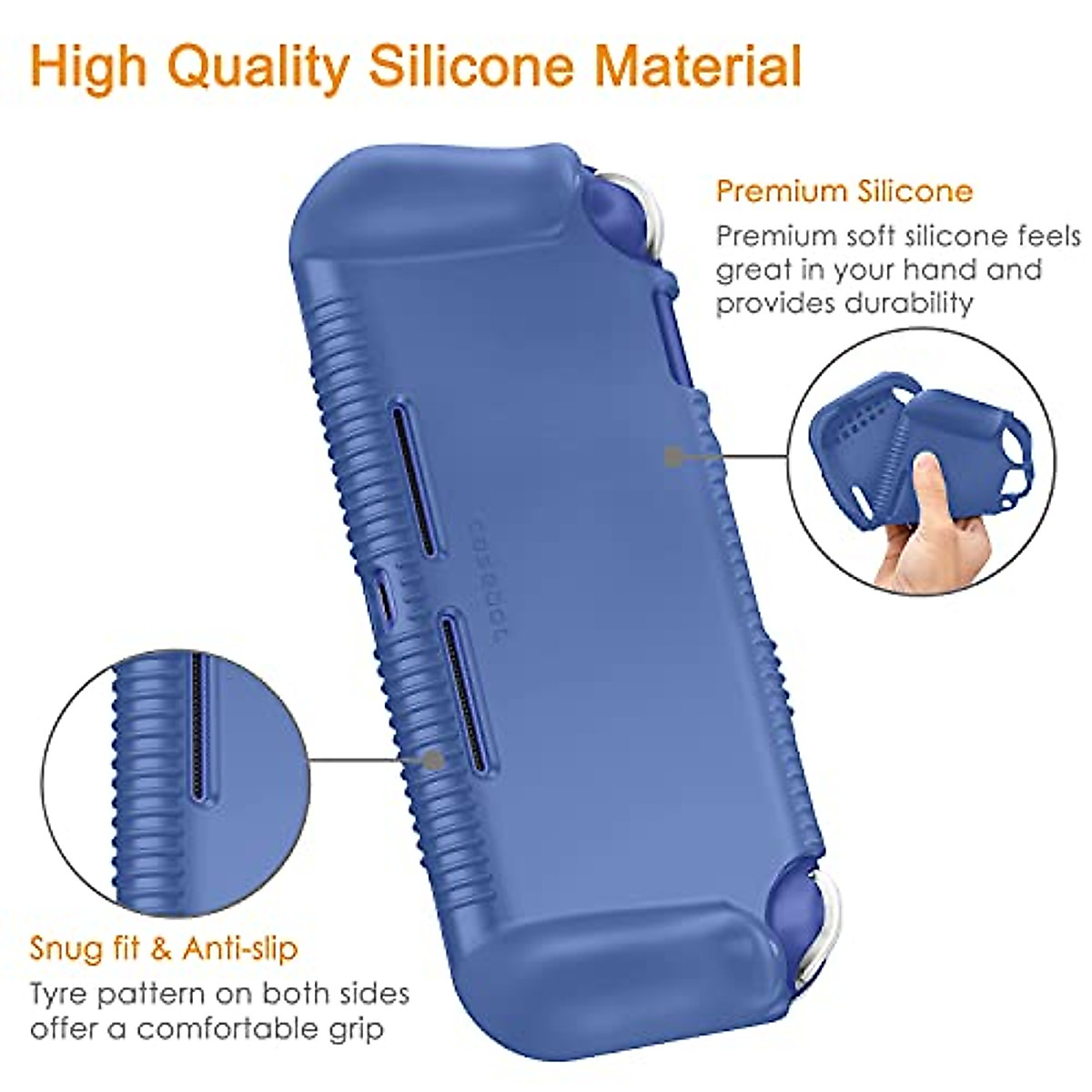 Fintie Case for Nintendo Switch Lite 2019 - Soft Silicone [Shock Proof] [Anti-Slip] Protective Cover with Ergonomic Grip Design for Switch Lite Console (Navy Blue)