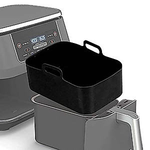 2pcs Air Fryer Silicone Pot for Ninja Foodi Dual DZ201,Reusable Air Fryer Silicone Liners,Rectangle Air Fryer Basket 8QT, Air fryer Accessories (2PCS, black)
