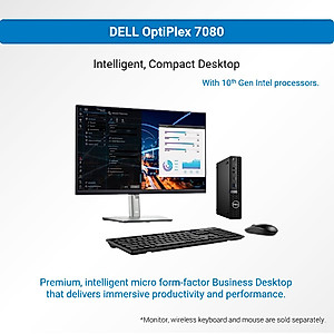 Dell OptiPlex 7080 Micro Form Factor Mini Business Desktop, Intel Core i5-10500T Processor, 64GB RAM, 1TB PCIe SSD, DisplayPort, RJ45, Wi-Fi 6, Type-C, Bluetooth, Windows 11 Pro, Black