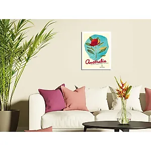 Australia - Red Waratah (Telopea) Flower - New South Wales (NSW) State Emblem - Vintage Travel Poster by Gert Sellheim c.1935 - Master Art Print (Unframed) 9in x 12in