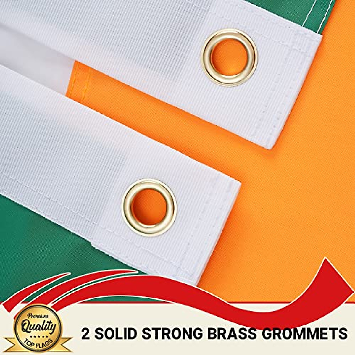 TOPFLAGS Ireland Flag Irish Outdoor Flag 3X5 Sewn Stripes Large Flags Heavy Duty Outdoor Vivid Color Fade-resistant