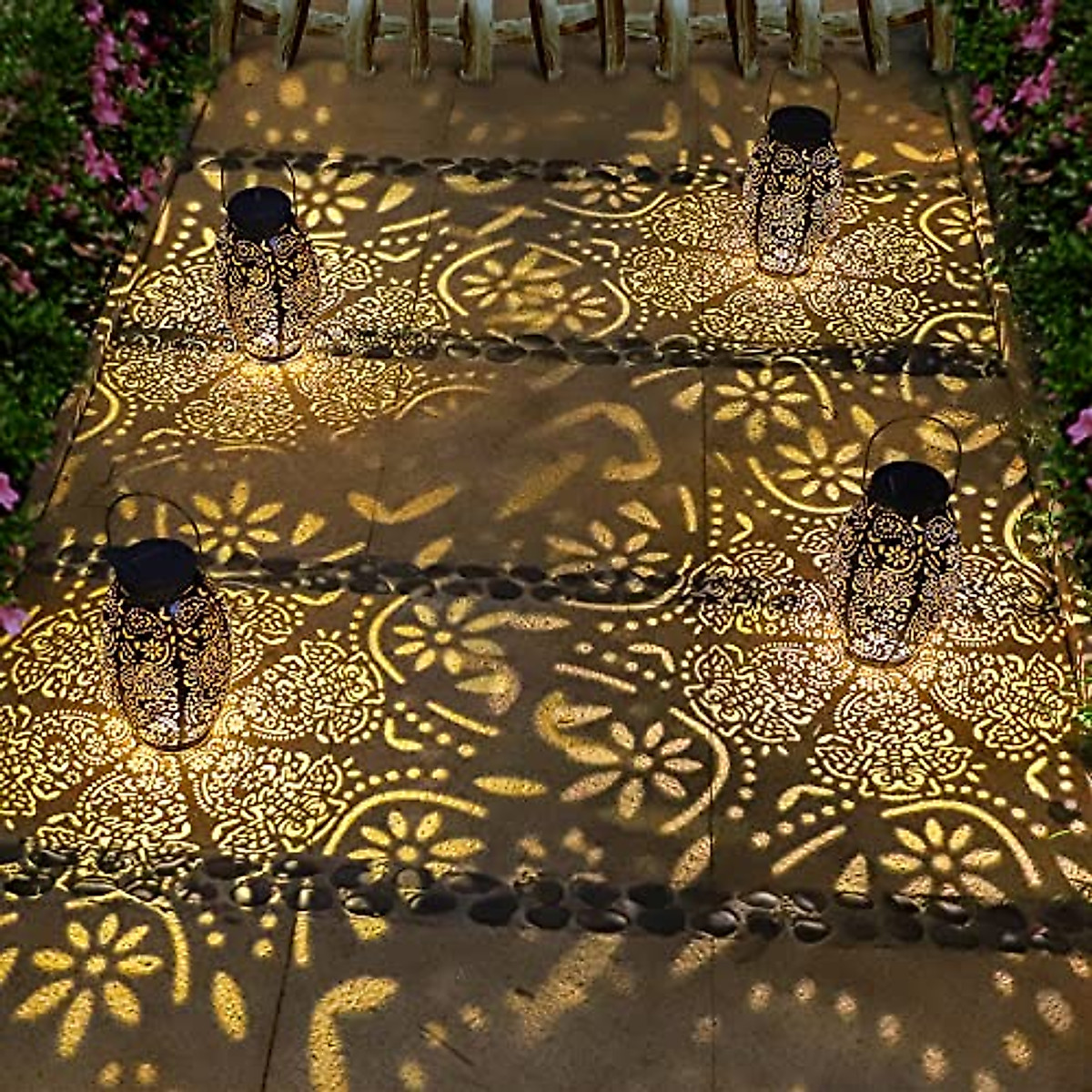 Go2garden Solar Lantern Owl, Large Solar Hanging Lanterns Outdoor Waterproof, LED Metal Decorative Lights for Garden, Tabletop, Yard, Patio and Lawn (1Pack, Bronze)