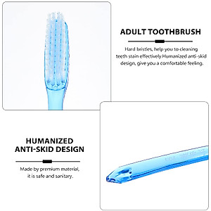HEALLILY Hard Bristles Toothbrush Durable Practical Cleaning Toothbrush for Daily Use 12pcs