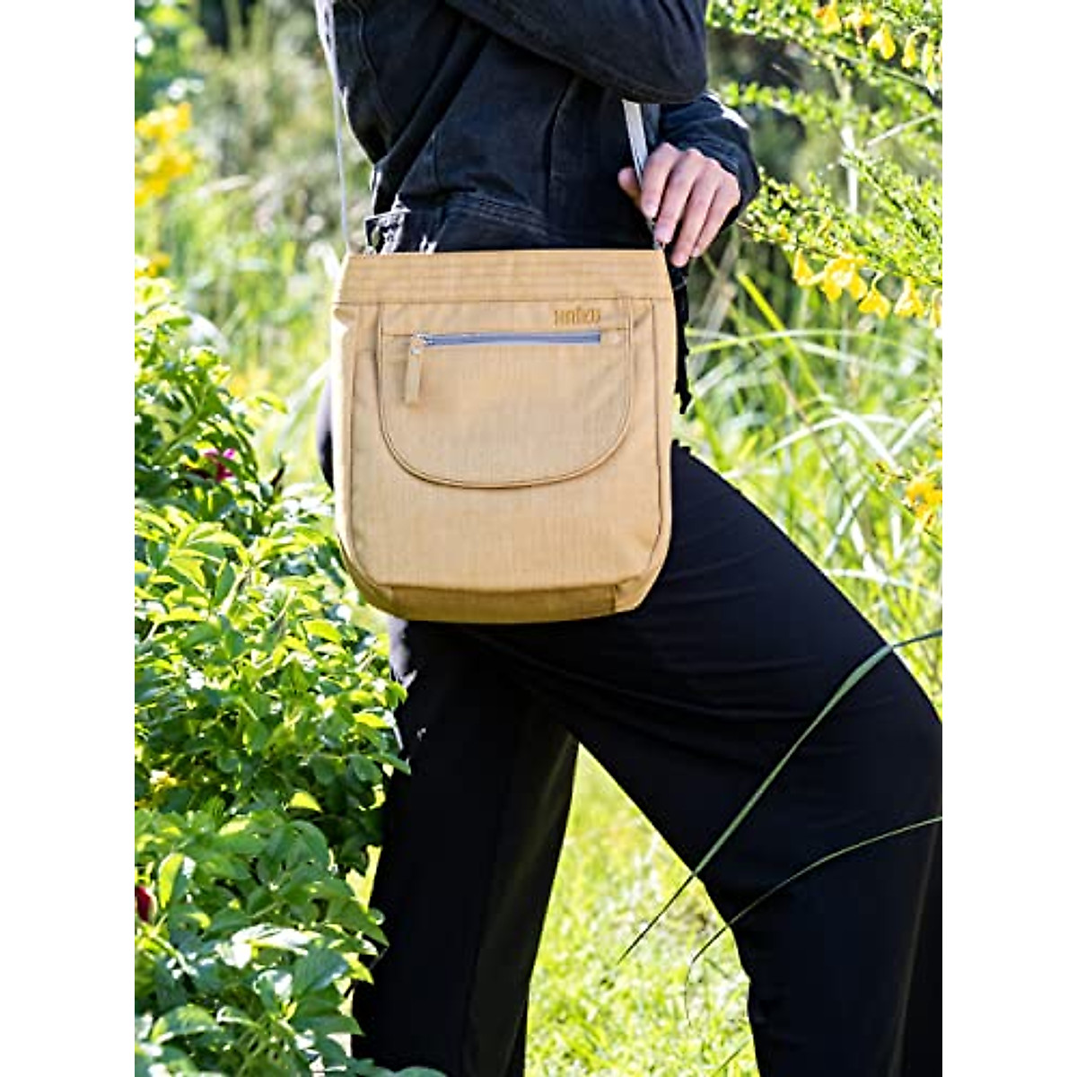 HAIKU Jaunt Eco-Friendly RFID Blocking Crossbody Bags for Women, Travel Purse with Zippered Pockets and Adjustable Strap, Honeycomb