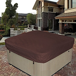 Hot Tub Top Cover, Square Waterproof UV Resistance Spa Bathtub Protector Covers with Tightening Elastic Rope, Outdoor Furniture Anti-Snow Cover, Swimming Pool Dust Cover (215*215*30cm,Grey)