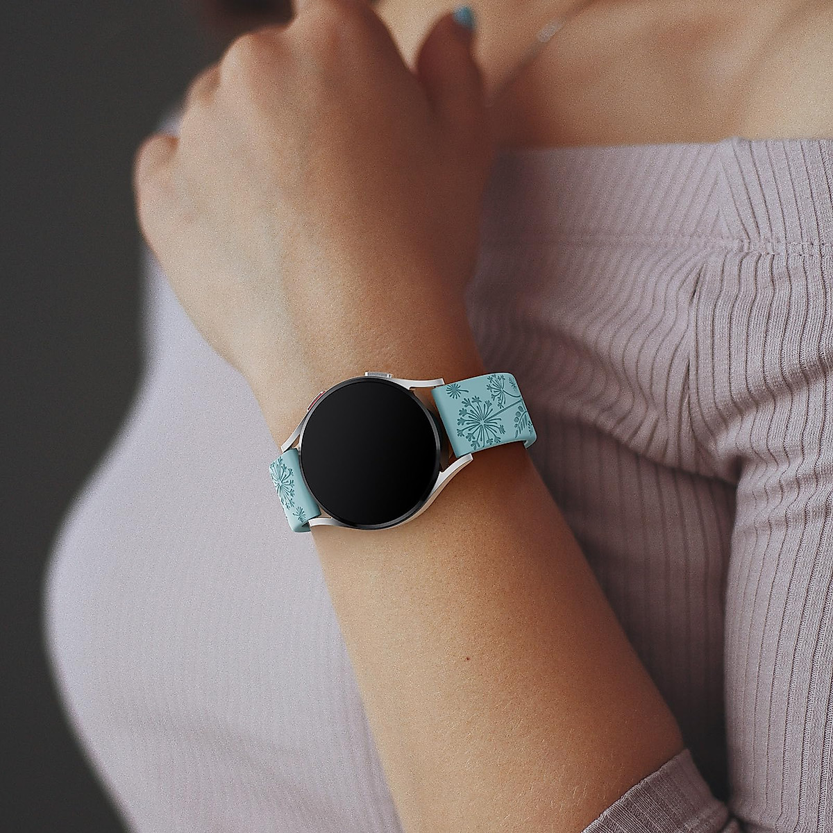 Flower Engraved Bands Compatible with Samsung Galaxy Watch 7/ FE/ 6/5/ 4/ Active 2 40mm 44mm/ 5 Pro 45mm/ Watch 6/4 Classic 43mm 47mm 42mm 46mm, 3 Pack 20mm Soft Silicone Replacement Watch Band GBS