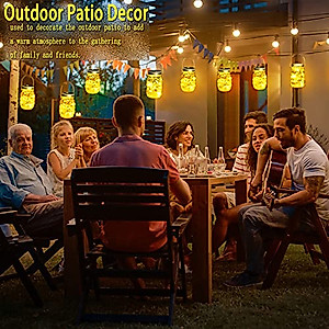 Cooo 8 Pack Lanterns Solar Powered 30LED Mason Jar Lights,Waterproof Hanging Patio Porch Garden Yard Backyard Balcony Lawn Handmade Wall Lighting Fixtures Decor（Hangers&Jars included）-Warm White