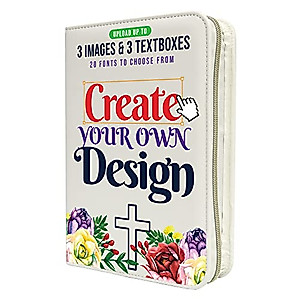 10x7 Inch Personalized Bible Cover – Create Your Own Design, Custom Bible Cover and Carrying Case with Handle – Leatherette Book Covers and Bible Case for Women - White (Freeform)