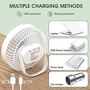Maelifu Camping Fan with LED Light 3 Speeds, 6.5inch Flexible Tripod Rechargeable Outdoor Fan Portable, Tent Fans for Camping Outdoor Bedroom Table Picnic Barbecue Travel (White)