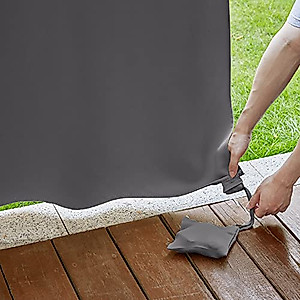 RYB HOME Outdoor Windproof Curtains - 2 Panels Waterproof Curtains with Weighted Bags, Heat & Chill Resist Quick Dry Sun Screens for Exterior Living Space, 52 Inches Wide x 84 Inches Long, Gray