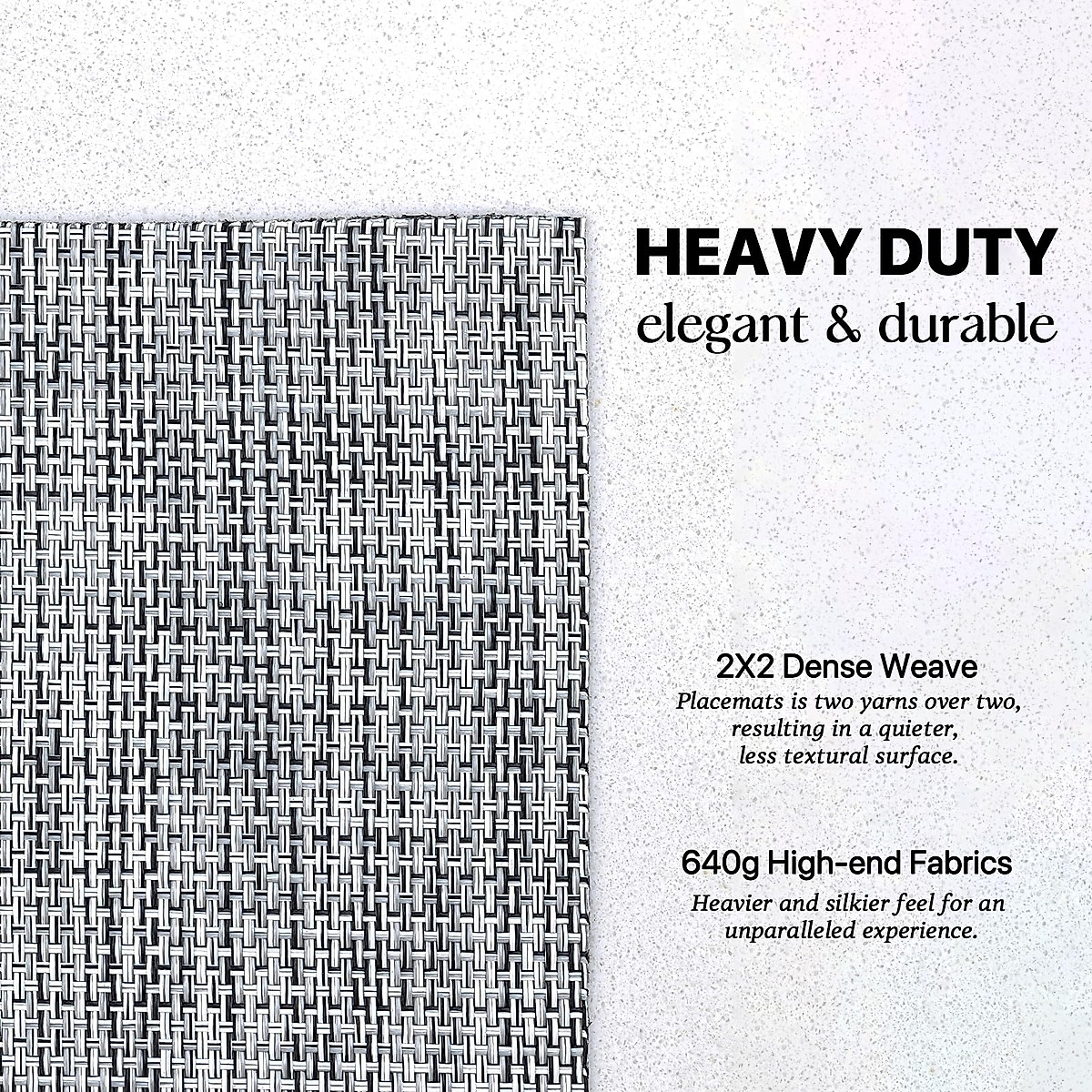 LEXMORE Placemats Set of 4 Vinyl/Plastic Woven Place Mats for Kitchen Table Indoor/Outdoor Washable Placemat Wipeable Dining Table Mats(Gray)