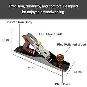 Rewan No 5 Jack Plane Set: Includes Protective Sleeve, Extra Blade, and Jack Plane - Wood Planer Kit - Top Choice for Woodworking Planer - End Plane Tool - Best Planers Woodworking - Wood Planers
