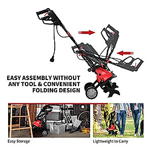 Goplus 14-Inch 10 Amp Corded Electric Tiller and Cultivator, Powerful Tillers w/ 9-Inch Tilling Depth, 4 Tines, Rototillers Tool for Garden Lawn Soil Digging (14-Inch)