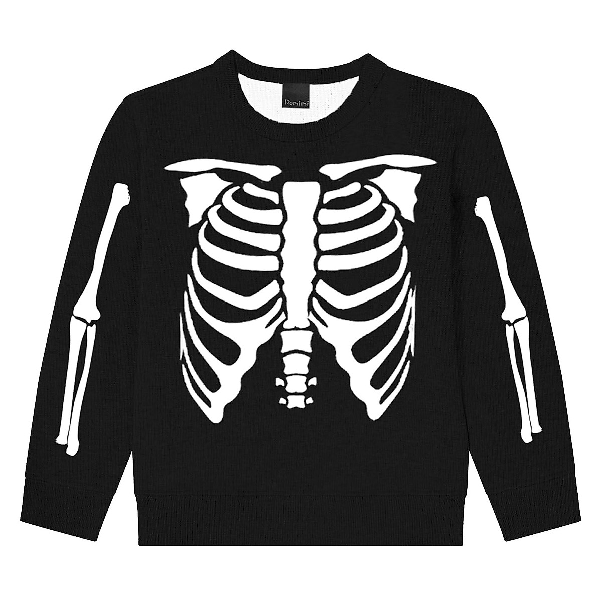 Remimi Skeleton Sweater Halloween Crewneck Spooky Top Cozy Warm Sweatshirt Black 13-14 Years