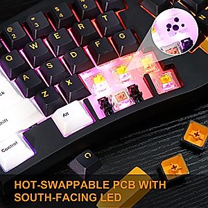 EPOMAKER Feker Alice Layout Gasket 68-Key Hot Swappable Bluetooth/2.4Ghz/ Type-C Wired/Wireless Gaming Keyboard, with 8000mAh Battery, NKRO, RGB Backlight, Dye-sub PBT Keycaps, for Win/Mac (Black)