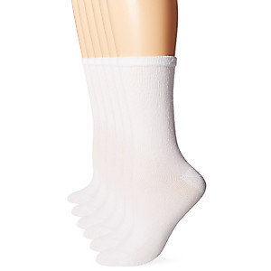 Hanes Ultimate Women's 6-Pack Crew Socks, White, 5-9