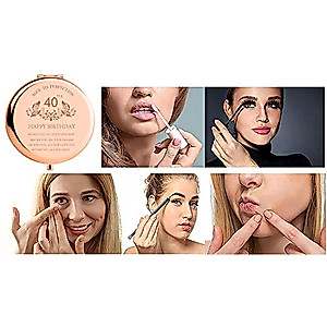SFHMTL 40th Birthday Gift for Mom Stainless Steel Portable Compact Makeup Mirror Behind You All Your Memories Presents with Gift Box Engraved Cosmetic Mirror for Aunt Wife Coworker Rose Gold