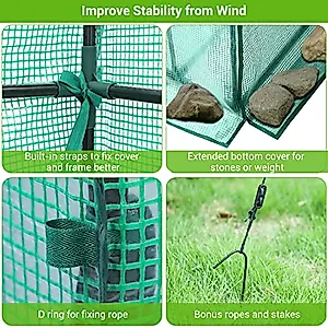 Ohuhu Greenhouse for Outdoors with Mesh Side Windows, 3 Tiers 4 Shelves Small Walk-In Green House Plant Stands Plastic PE Cover Outside Portable Warm House for Seedling Flowers Growing, 4.8x2.5x6.4 FT