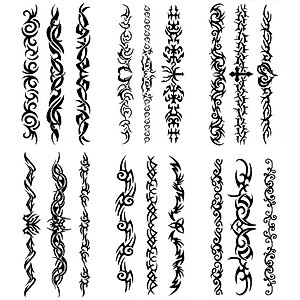 Yesallwas 6 Sheets Mix Tribal fake Tattoos Small Temporary Tattoo Blue Black Tribal Pattern Tattoo Body Sticker for Men Women 9cmX 19cm/3.54X7.48 inches (LXW)