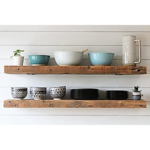 Urban Legacy Deep Floating Shelves | Reclaimed Barn Joist Deep Floating Shelves with Low Profile Brackets | High Weight Capacity (48" x 11" x 2.5", Natural)