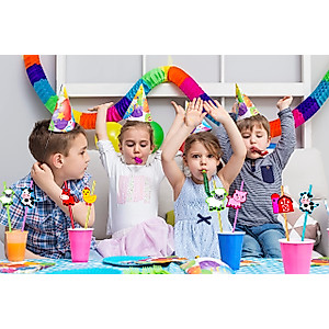 24pcs Reusable Farm Animals Party Favor Plastic Straws Kids Drink Cocktail Straws Chicken Sheep Horse Cow Pig Farm Birthday Party Supplies With 2 Cleaning Brushes 6 Colors