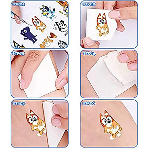 9 Sheets (189PC ) Blue-y Temporary Tattoos Stickers,Blue-y Birthday Themed Party Supplies Decoration Favors, Cartoon Tattoos Sticker Gift for Kids Boys Girls Home Activity Class Prizes Carnival Christmas Rewards