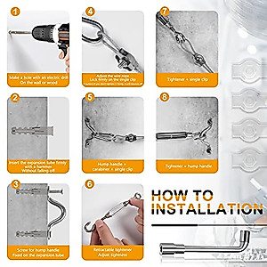 Ruesious Outdoor String Light Hanging 262FT Wire Rope Wire Guide Wire for Outdoor String Lights Kit Heavy Duty Globe String Garden Wire for Climbing Plants Hooks for Indoor and Outdoor Lights