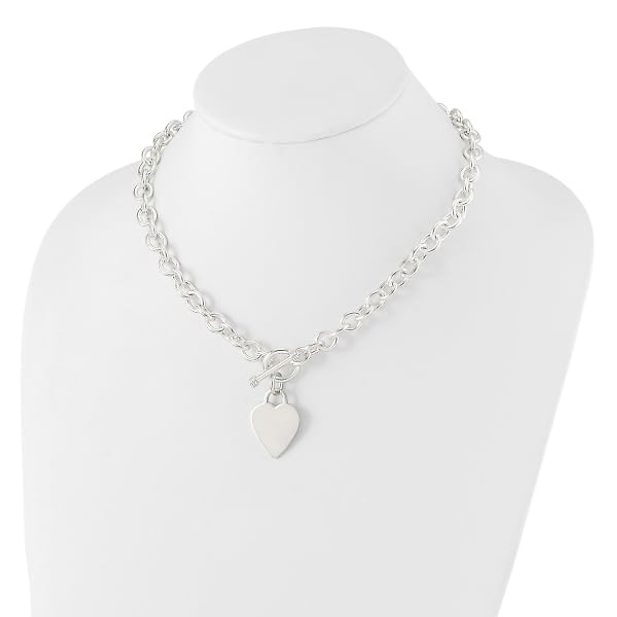 IceCarats 925 Sterling Silver Engraveable Heart Love Link Chain Necklace Toggle Clasp