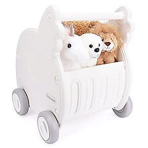 Bebamour Baby Shopping Cart, Baby Toys Push and Pull Baby Stroller, 2-in-1 Toddler Learning Walker Toy Storage Chest, Shopping Cart and Doll Stroller, White Cart