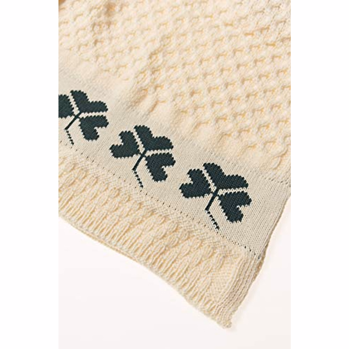 Aran Crafts Shamrock Couch 100% Merino Wool Throw Blanket 50"x60" (SHAM-THR-NAT)