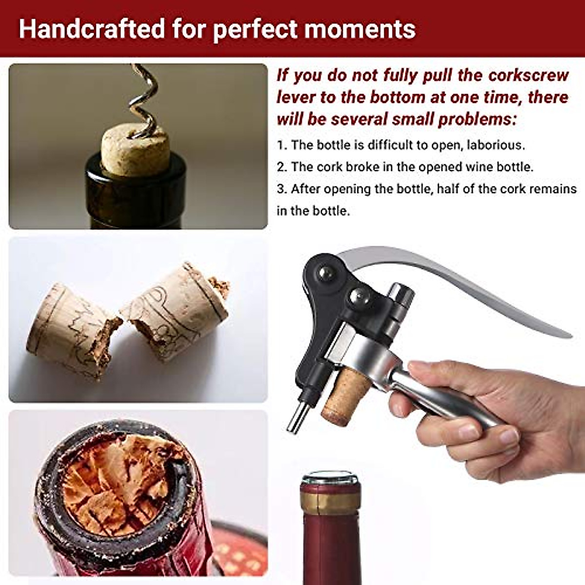 Wine Bottle Opener Corkscrew Set-[2020 Upgraded] Holleringlan Wine Opener Kit With Foil Cutter,Wine Stopper And Extra Spiral