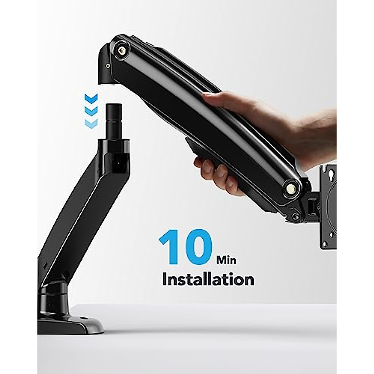 HUANUO Gas Spring Single Monitor Stand, Ultrawide Vesa Mount with Clamp and Grommet Base for 13 to 35 LCD Computer Screen, Upgraded Desk Arm with USB, Holds 4.4 to 26.4 lbs