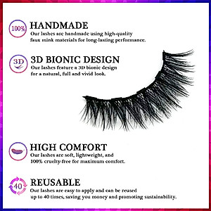 AkesuLash Magnetic Eyelashes - 10 Pairs 3D Medium Magnetic Lashes with Eyeliner Kit,Cruelty-Free & Vegan,Upgraded,Natural Look,Long Lasting,Reusable,With Applicator - Easy to Apply (4 Tube of Liner)