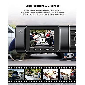 Dual Dash Cam Front and Inside 1080P Dash Camera for Cars IR Night Vision Car Camera for Taxi Accident Lock Parking Monitor 2 Mounting Options