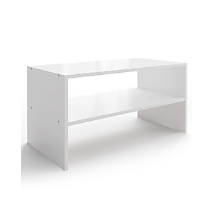 LOWOSA 2-Tier Stackable Shoe Rack, Wooden 2-Shelf Shoe Organizer Freestanding Shoe Storage Stand for 6-9 Pairs, Perfect for Closet, Entryway, Office Use - White